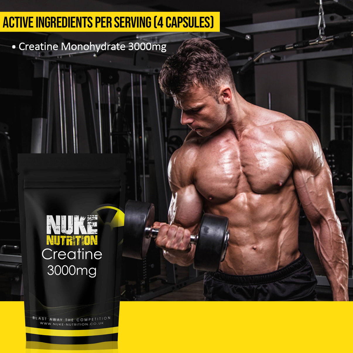 Creatine Monohydrate Capsules 3000mg Serving Muscle Growth & Strength ...